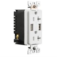 China PC ABS Dual USB Wall Outlet 20A 125V AC with 4.0A Charging & Tamper Resistant Safety for sale