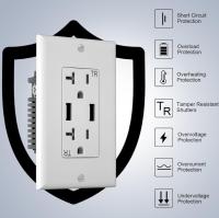 China PC ABS Dual USB Wall Outlet 20A 125V AC with 4.0A Charging & Tamper Resistant Safety for sale