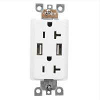 China PC ABS Dual USB Wall Outlet 20A 125V AC with 4.0A Charging & Tamper Resistant Safety for sale
