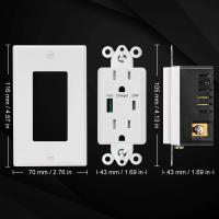 China QC3.0 PD3.0 Fast Charging USB Wall Outlet 125V AC 15A with Dual USB-C and Type-A Ports 20W Output for sale