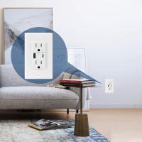 China QC3.0 PD3.0 Fast Charging USB Wall Outlet 125V AC 15A with Dual USB-C and Type-A Ports 20W Output for sale