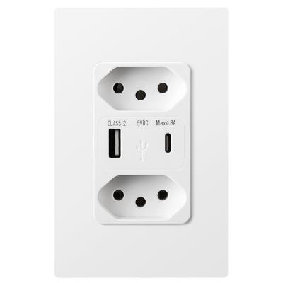 China Brazil USB Wall Socket with 2 USB Ports 5V 2.4A Output and 110-240V Universal Voltage for sale