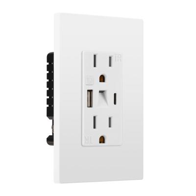 China 20W USB-C PD Wall Outlet with 2700K Night Light - 15A 125V Tamper-Resistant Charging Receptacle for sale