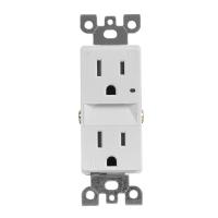 China Warm White Night Light Socket Plug with USB Charging - 15A 125V AC 60Hz, 2700K 0.2W LED for sale
