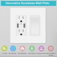 China Screwless 2-Gang Wall Plate for US Socket - 116x70.2mm White/Black Plastic Cover for sale