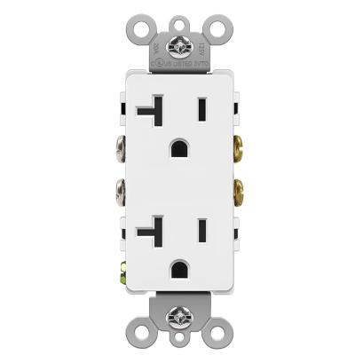 China 20 Amp Decorator Receptacle Wall Outlet Socket 125V 60Hz with 2500W Max Load and 2 Sockets for sale
