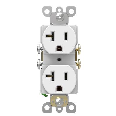 China 125V 20A Tamper Resistant Electrical Receptacle Socket - 2500W Max Load, Dual Outlet Wall Mount for sale