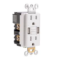 China 15A 125V GFCI Outlet with Self-Test and Dual USB Charging Ports 5V 4.8A for sale