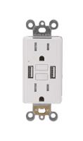 China 15A 125V GFCI Outlet with Self-Test and Dual USB Charging Ports 5V 4.8A for sale