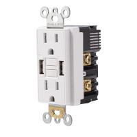 China 15A 125V GFCI Outlet with Self-Test and Dual USB Charging Ports 5V 4.8A for sale