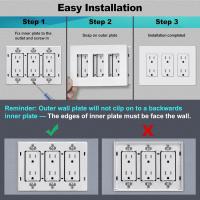 China cULus Certified 3-Gang Screwless Wall Plate 119x166mm Tool-Free Snap-On Decor Cover for Standard Electrical Socket for sale
