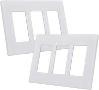 China UL94 Flame Retardant 3-Gang Screwless Wall Plate High-Impact PC Material 119x166mm White Decor Cover for sale