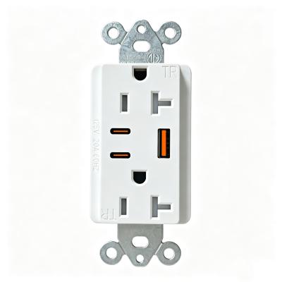 China 15A USB Wall Outlet PD20W Power Delivery Tamper-Resistant Duplex Receptacle Custom Color Lighting for sale