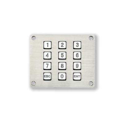 China IP65 / IK07 Waterproof USB interface Stainless Steel 12 Keys Backlit Numeric Keypad Front Panel Mounted -40℃ for sale