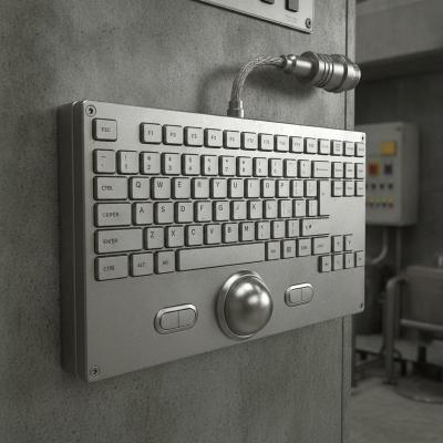 China Explosionproof Stainless-Steel Keyboard with Maintenance-Free Trackball and IP65/IK07-Rated Protection for Hazardous Environments for sale