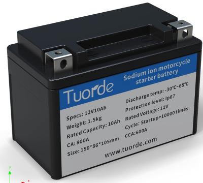 China 12V 10Ah 120CCA Sodium Ion Motorcycle Starter Battery with 120A Cold Cranking Amps for sale