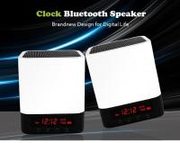 China White Mini Desktop Alarm Clock Bluetooth Speaker , Wireless Sound Box With LED Screen for sale