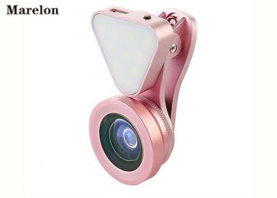 China Macro Clip - On Universal Phone Selfie Lens LED Flashlight With Wide Angle 140 Degrees for sale