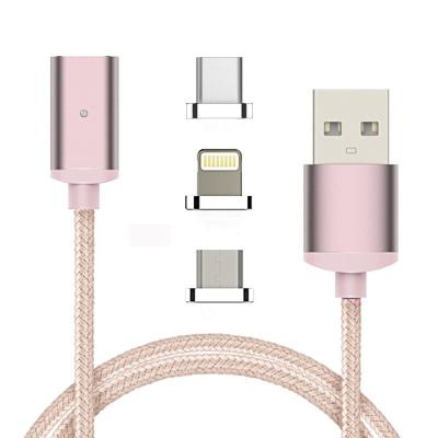 China Type C 3 In 1 Magnetic Micro USB Date Cable 3.3 FT with 3 Adapters for Android for sale