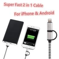 China 2-In-1 Durable Lightning To USB Data Sync Charging Cable , Cell Phone Usb Power Cable for sale