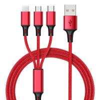 China Red Standard Micro USB Data Cable Universal 3 in 1 USB Charging Cable for sale