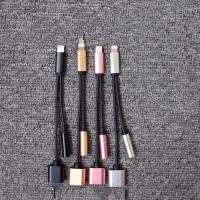 China Charging 2 in 1 Data Cable iphone usb 3.5mm Earphone Stereo Cable Adaptor for sale