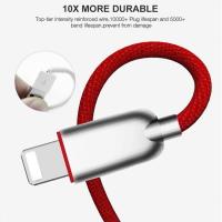 China Metal Alloy Nylon Braided USB Data Cable 3 Feet 8 Pin 2A For IPhone Fast Quick Charging for sale