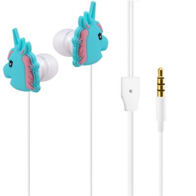 China PVC Customized Promotional Gifts Cartoon Unicorn Earphone Wired Stereo Animal Shaped for sale