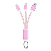 China Key Ring USB Data Cable 3 In 1 20cm Length For IPhone / Huawei / Samsung for sale