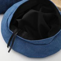 China Sustainable Winter Artist Beret Hat Round Navy Blue Beret for sale