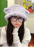 China Women Cute Faux Rabbit Fur Hat Multiple Color With Ears for sale