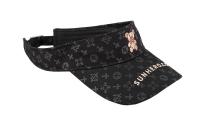 China Black Outdoor Sunscreen Hats With Bear Pattern For Summer for sale