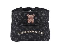 China Black Outdoor Sunscreen Hats With Bear Pattern For Summer for sale
