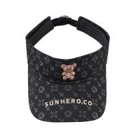 China Black Outdoor Sunscreen Hats With Bear Pattern For Summer for sale