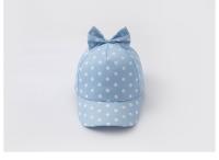 China Light Blue Baseball Cap With Dot Pattern And Bow Tie On Top for sale