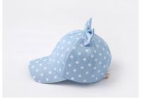 China Light Blue Baseball Cap With Dot Pattern And Bow Tie On Top for sale