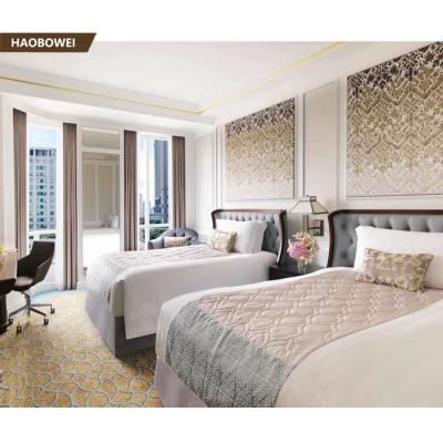 China Panel Wood Full Bedroom Furniture Set for Marriott Hotel Motel Custom Size for sale