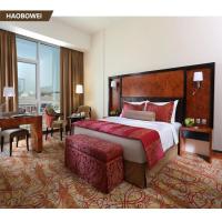 China Custom Hotel Bedroom Furniture Set with Fabric Leather Headboard Bedside Table Desk for sale