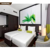 China Custom Hotel Bedroom Furniture Set with Fabric Leather Headboard Bedside Table Desk for sale