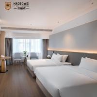 China HAOBOWEI Hotel Bedroom Furniture Set with Bed Nightstand Dresser Wardrobe ISO9001 for sale
