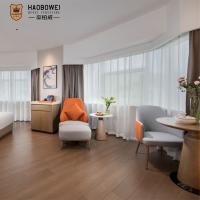 China HAOBOWEI Hotel Bedroom Furniture Set with Bed Nightstand Dresser Wardrobe ISO9001 for sale