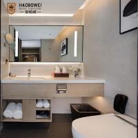China HAOBOWEI Hotel Bedroom Furniture Set with Bed Nightstand Dresser Wardrobe ISO9001 for sale