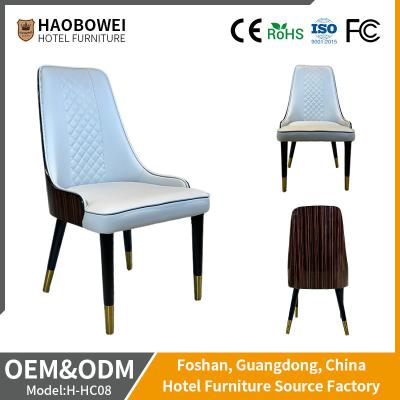 China Solid Wood Hotel Dining Chair Custom Luxury Leather Seat 590mm 960mm Restaurant Furniture for sale