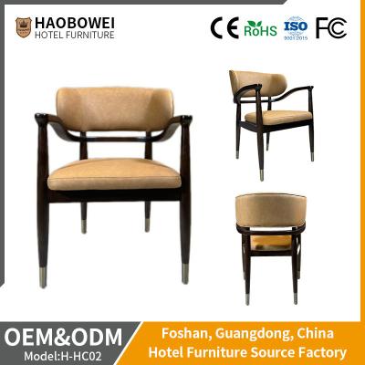 China Genuine Leather Hotel Dining Chair 600mm 580mm 830mm Ash Wood Frame OEM for sale