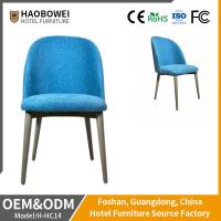 China Indoor Blue Upholstered Hotel Dining Chair Solid Ash Wood Fabric 500mm Seat for sale