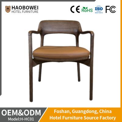 China Arm Hotel Dining Chair Set Leather Padded All Ash Wood 615mm 560mm 800mm Bulk for sale
