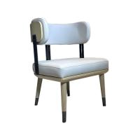 China Luxury Leather Upholstered Hotel Dining Chair 565mm 790mm Ash Wood Frame ODM for sale