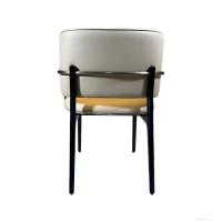 China Armed Tufted Leather Hotel Dining Chair 650mm 820mm Ash Wood Frame for sale