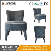 China Medium Back Hotel Dining Chair Frosted Grey Velvet Ash Wood Frame 620mm for sale