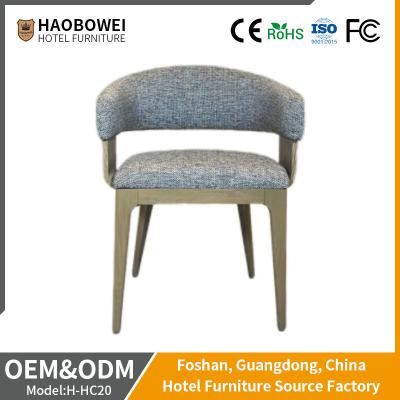 China Customized Grey Fabric Armchair Upholstery Dining Chairs Solid Wood For Restaurant for sale